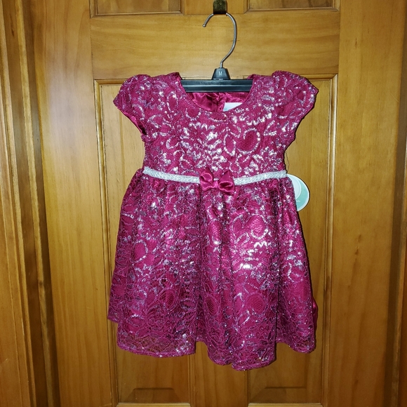 Nannette | Dresses | Nwt Nanette Lace Raspberry Silver Metallic Holiday Infant Dress | Poshmark